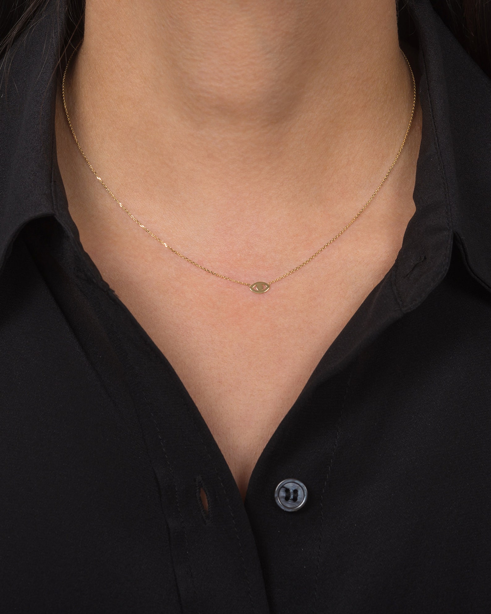 14k Mini Evil Eye Necklace - Etsy