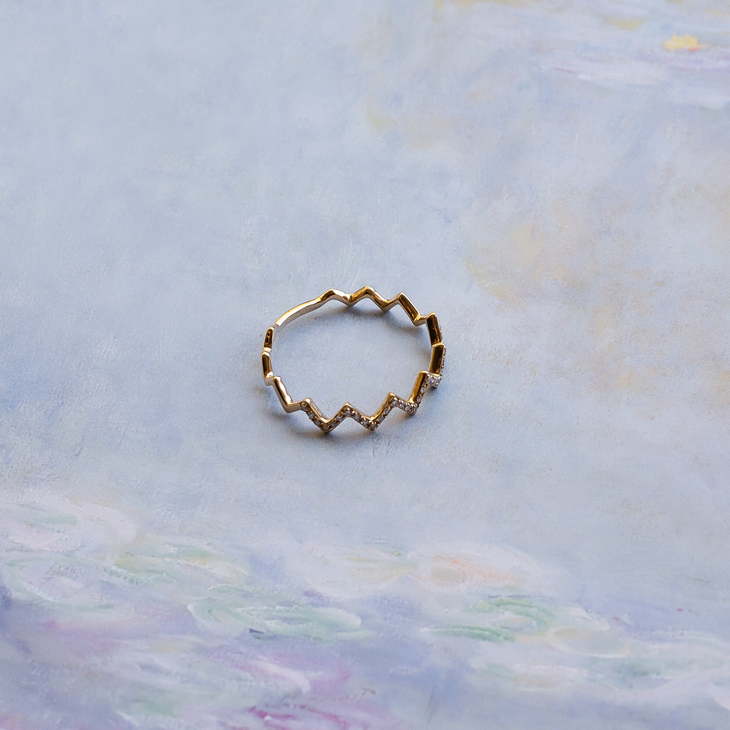 14k Gold Diamond Zig Zag Ring - Etsy