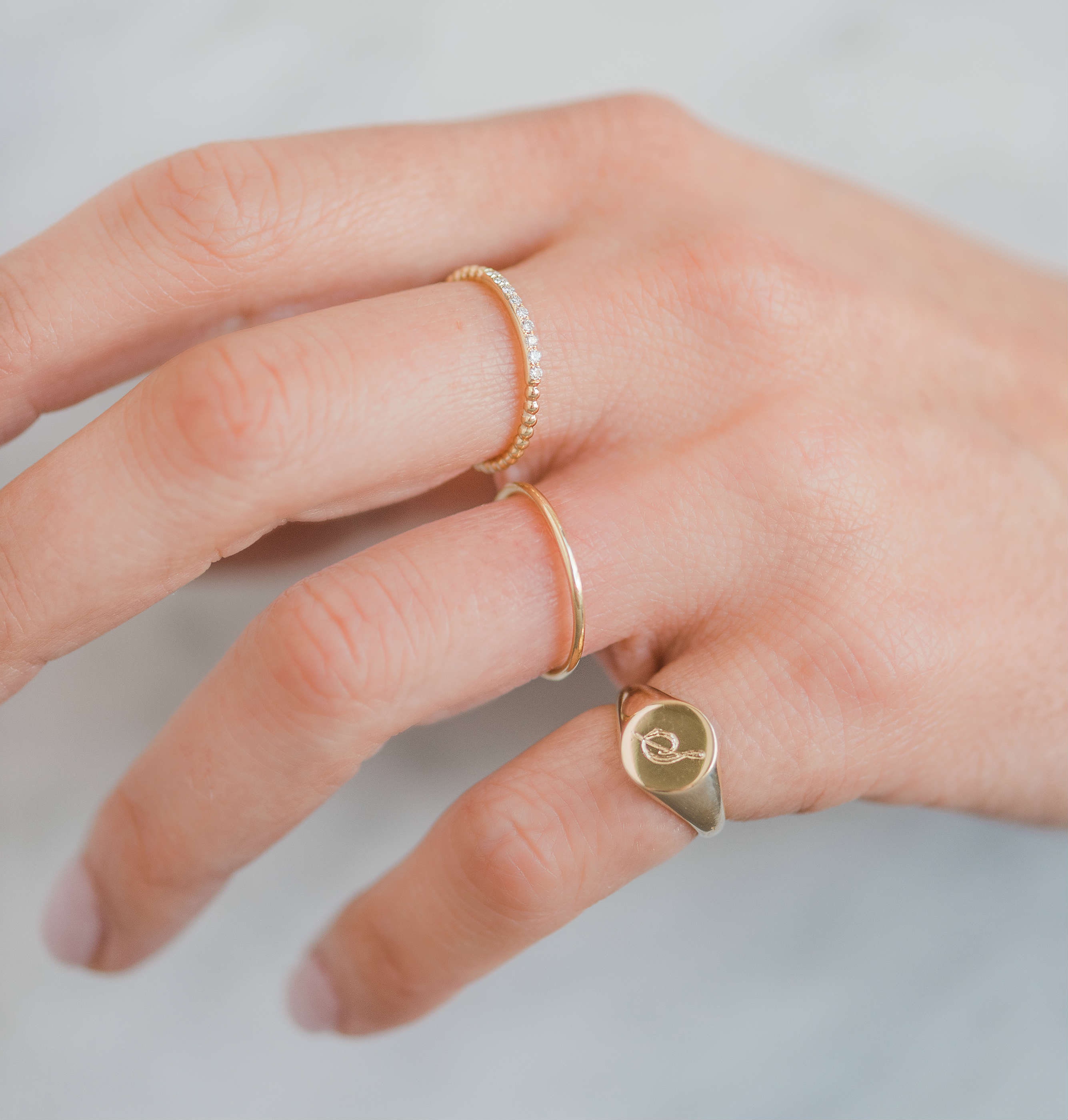 14k Gold Initial Signet Ring | Etsy