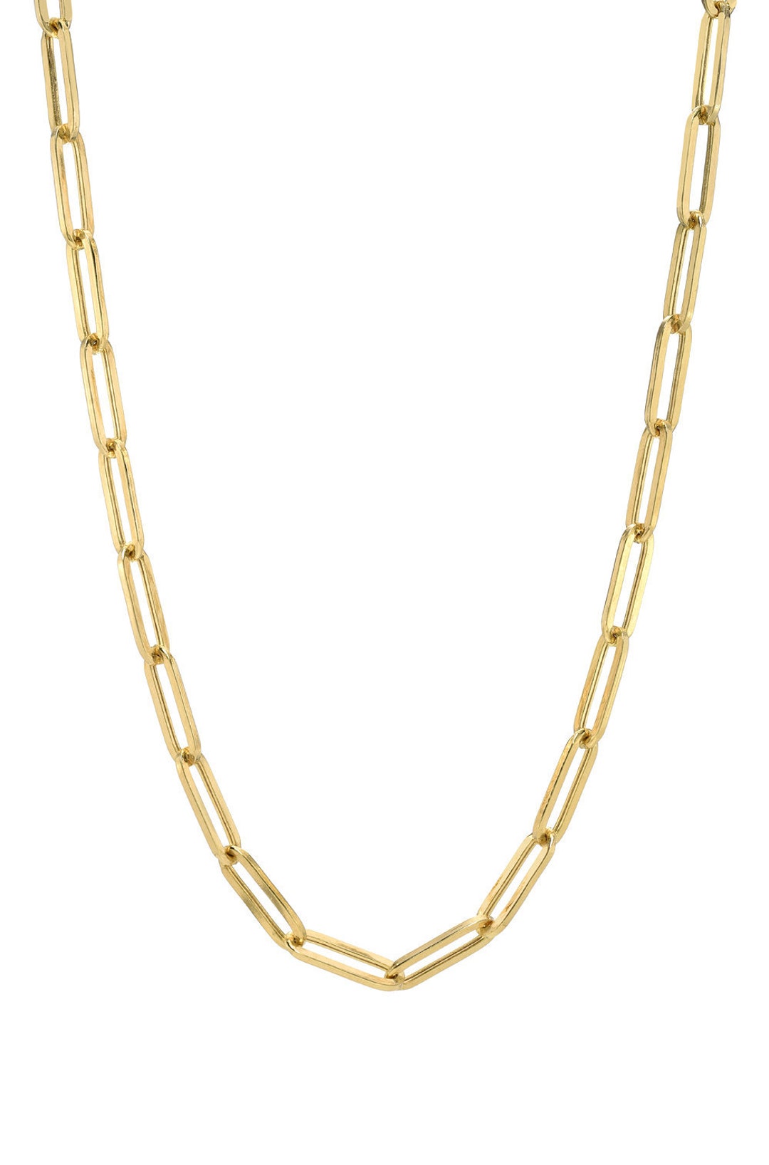 14k Gold Large Paper Clip Chain Necklace - Etsy