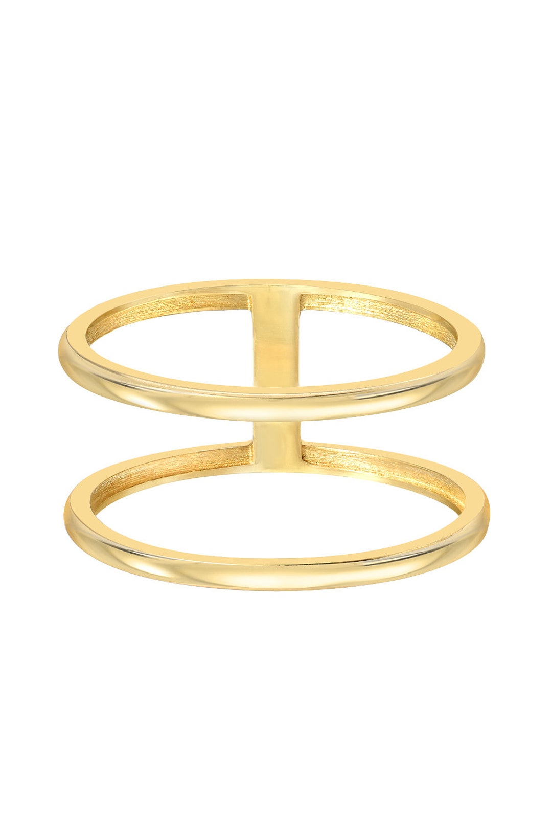 14k Gold Double Band Ring - Etsy