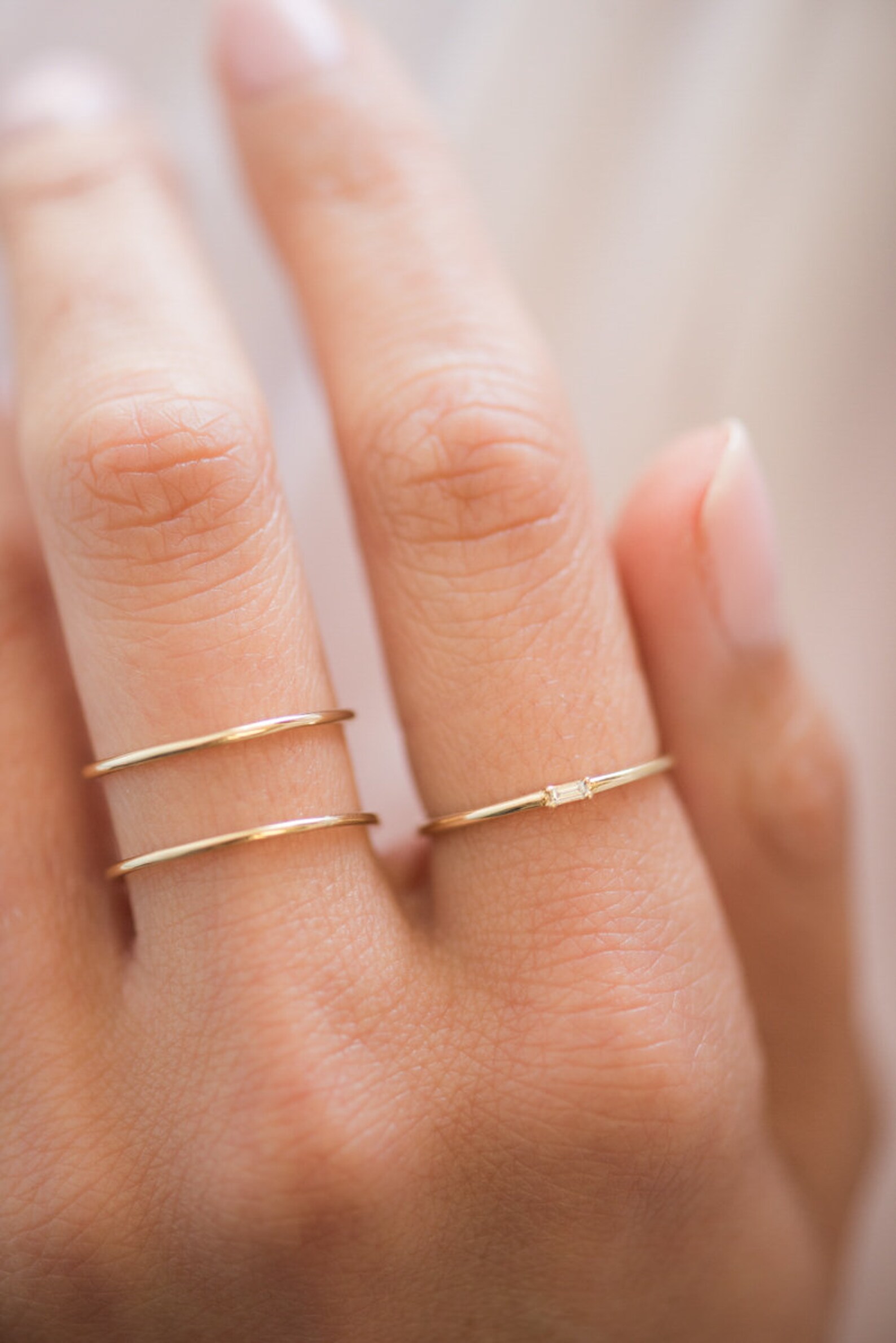 14k Gold Double Band Ring | Etsy