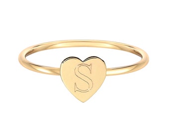 14k Gold Heart Ring | Etsy