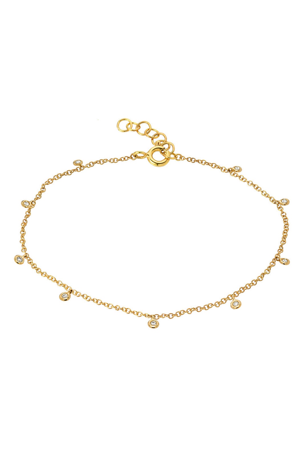 14k Gold Drop Bezel Diamond Bracelet - Etsy