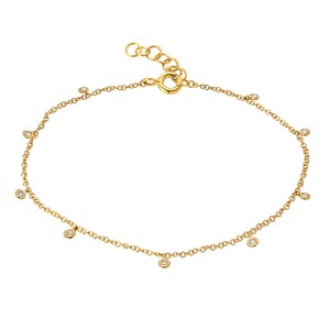 14k Gold Drop Bezel Diamond Bracelet - Etsy