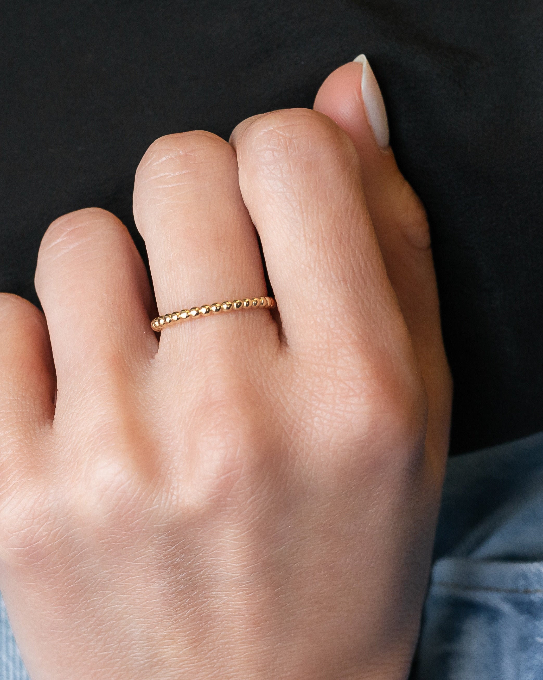 14k Gold Bead Ring - Etsy