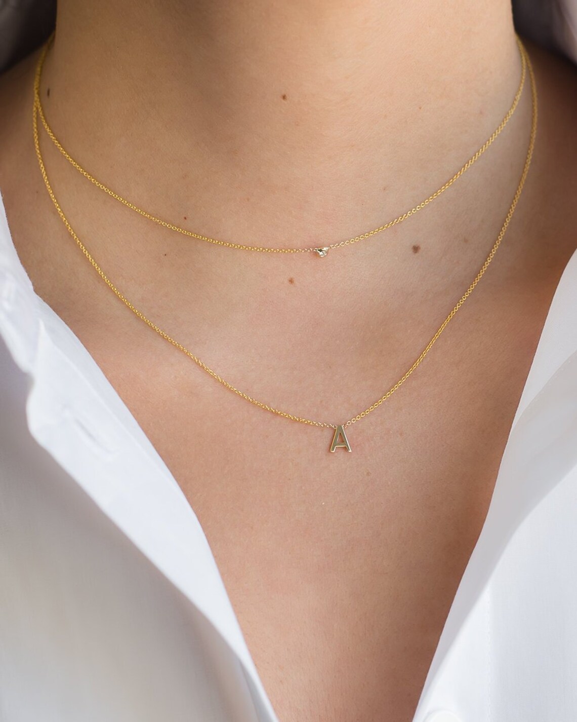 14k Gold Letter Necklace | Etsy