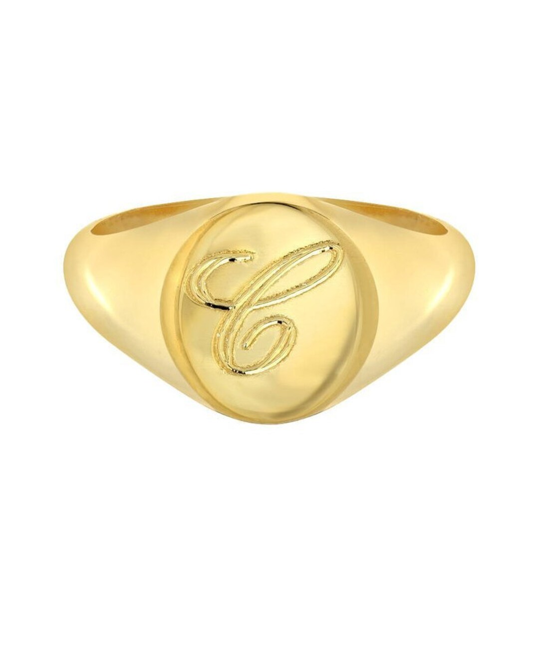 14k Gold Engraved Signet Ring - Etsy