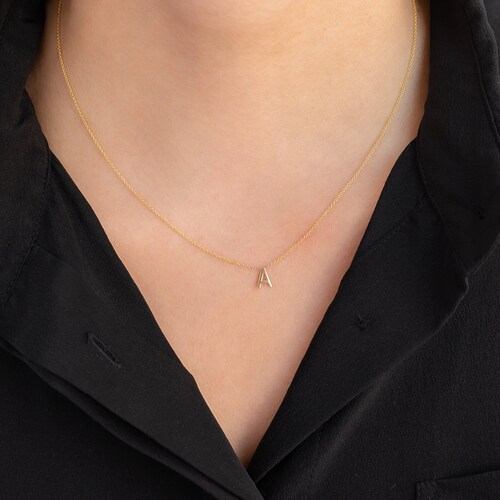 Initial Necklace 14k Gold Filled Necklace Letter Necklace - Etsy