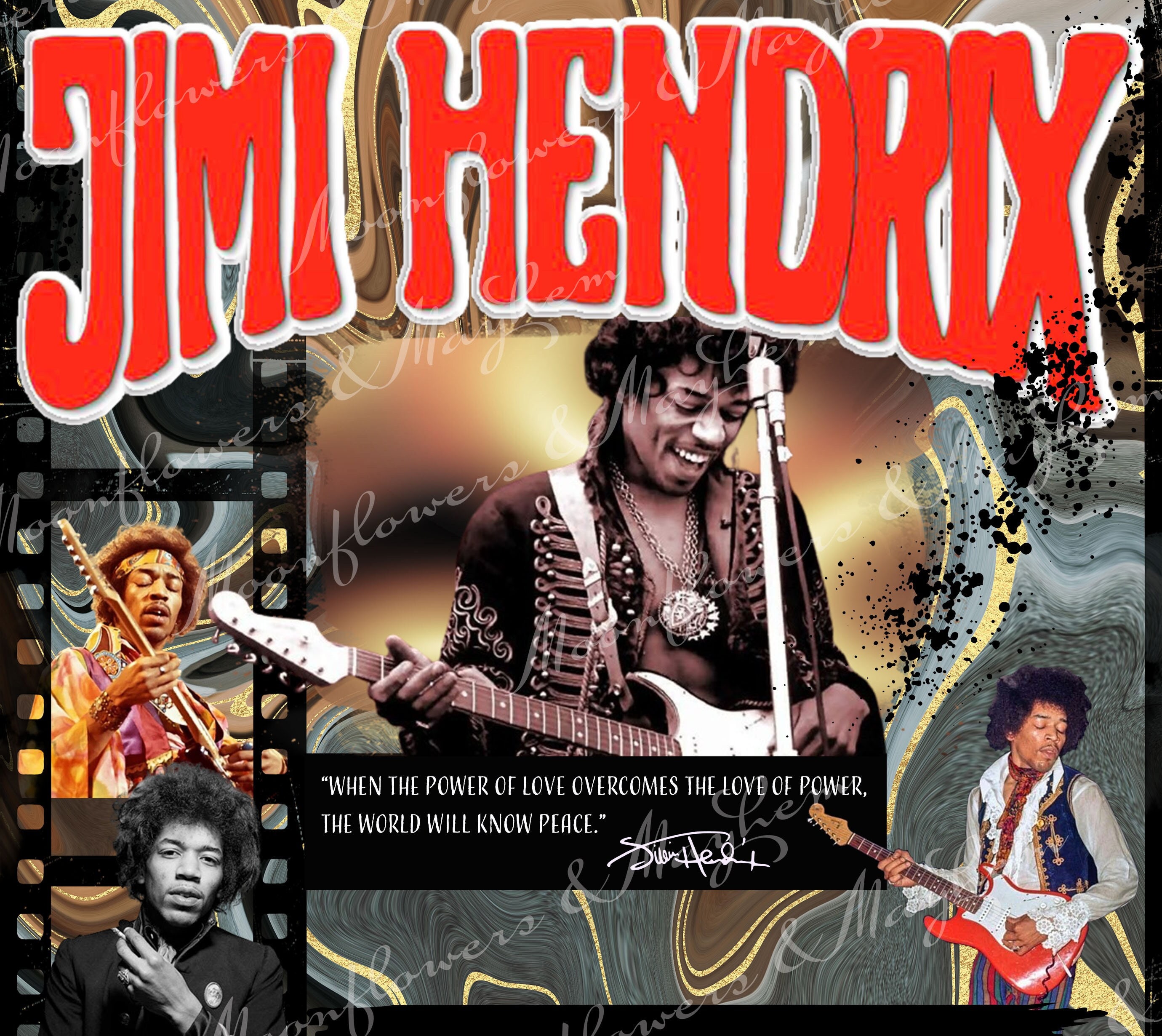 Jimi Hendrix, Digital Design 20 Oz Tumbler. PNG, JPG - Etsy