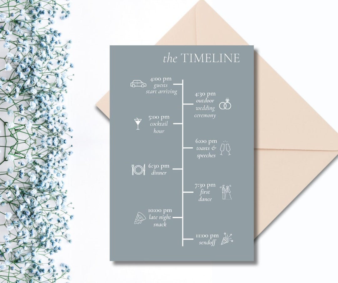 Wedding Day Timeline | Editable Wedding Timeline Invitation Template ...