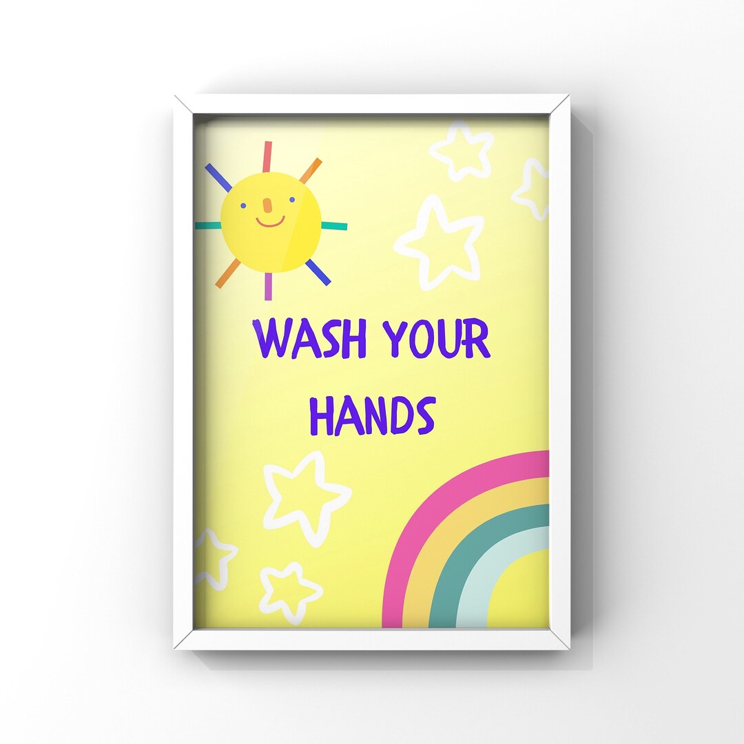Wash Your Hands Poster | Wash Your Hands Print | Kids Bathroom Print ...