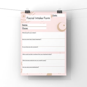 Facial Intake Form | Esthetician Form | Spa | Facial Room | Digital ...