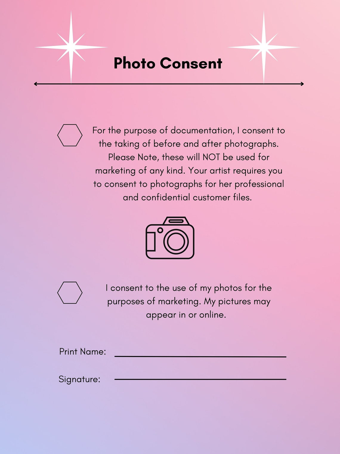 Photo Consent Form | Photo Release Form | Photo Waiver Form | Client ...