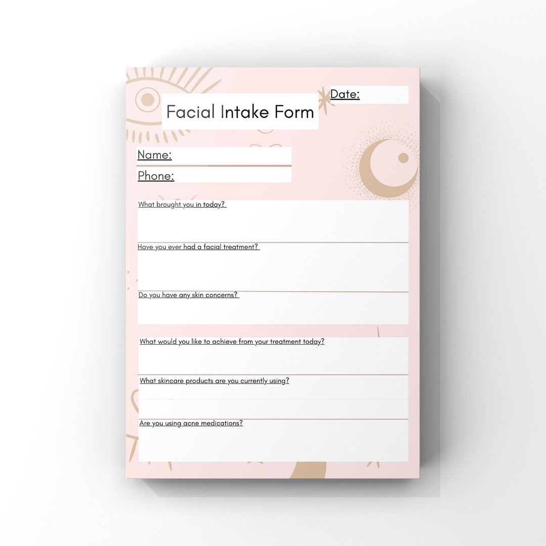 Facial Intake Form | Esthetician Form | Spa | Facial Room | Digital ...