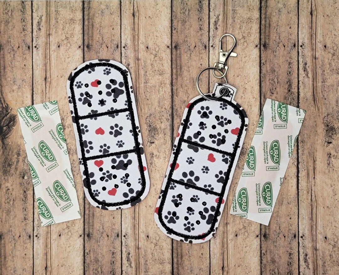 Bandage Case, Band Aid Keychain, Dog Paw Print, Custom Embroidery - Etsy