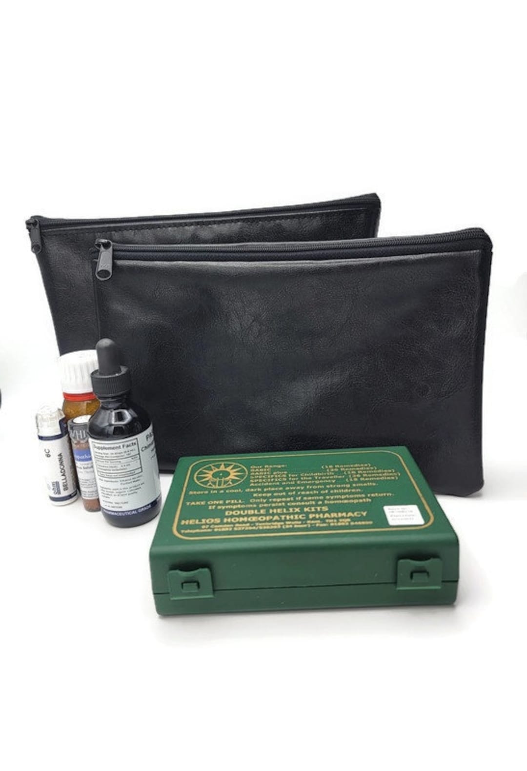 EMF Shielding Homeopathy Kit Pouch: RFID Blocking Faux Leather Black ...