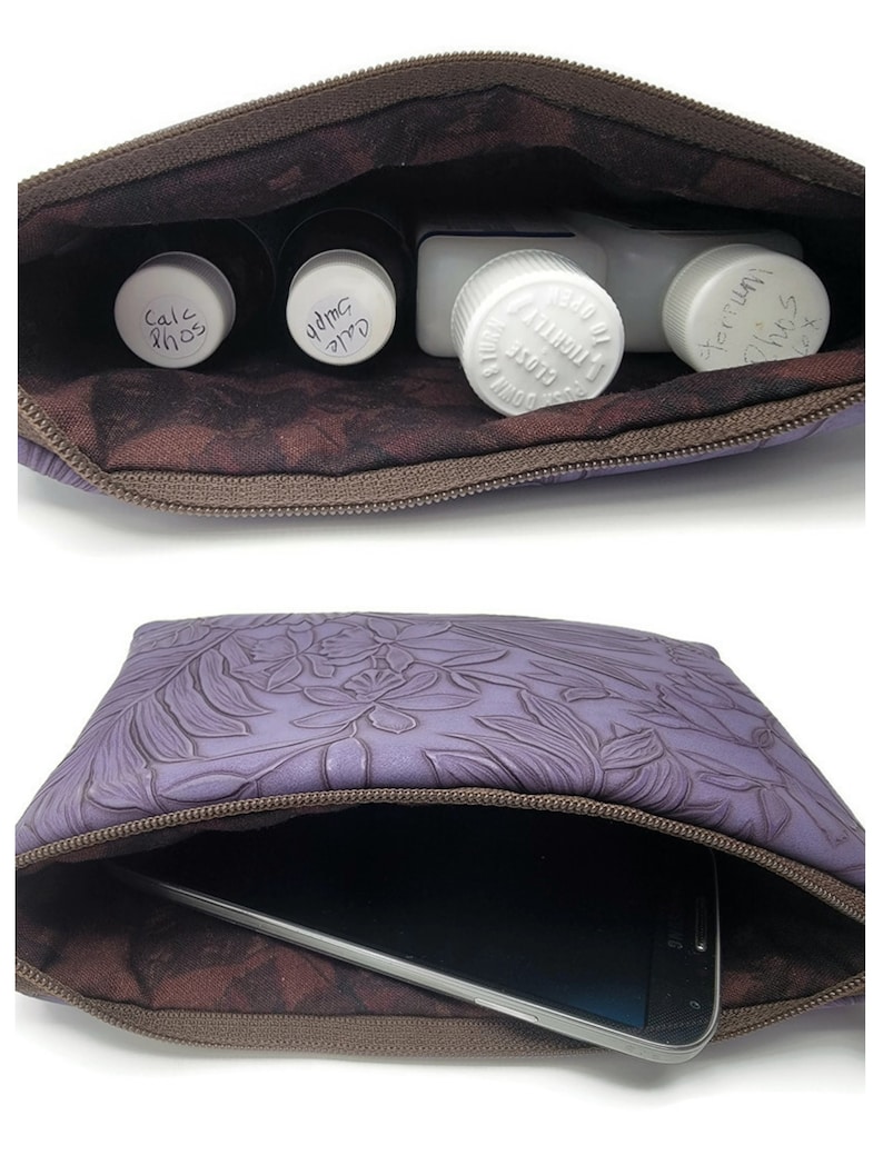 Embossed Floral Faux Leather Pouch: EMF Shielding Homeopathy Remedy ...