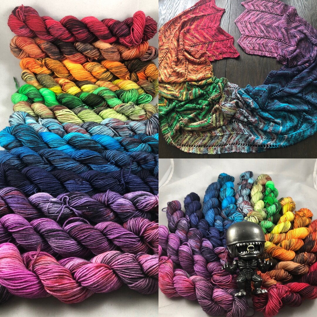 Movie Night Wrap Kit Knitted Wrap Kit With Rainbow Fade Mini - Etsy