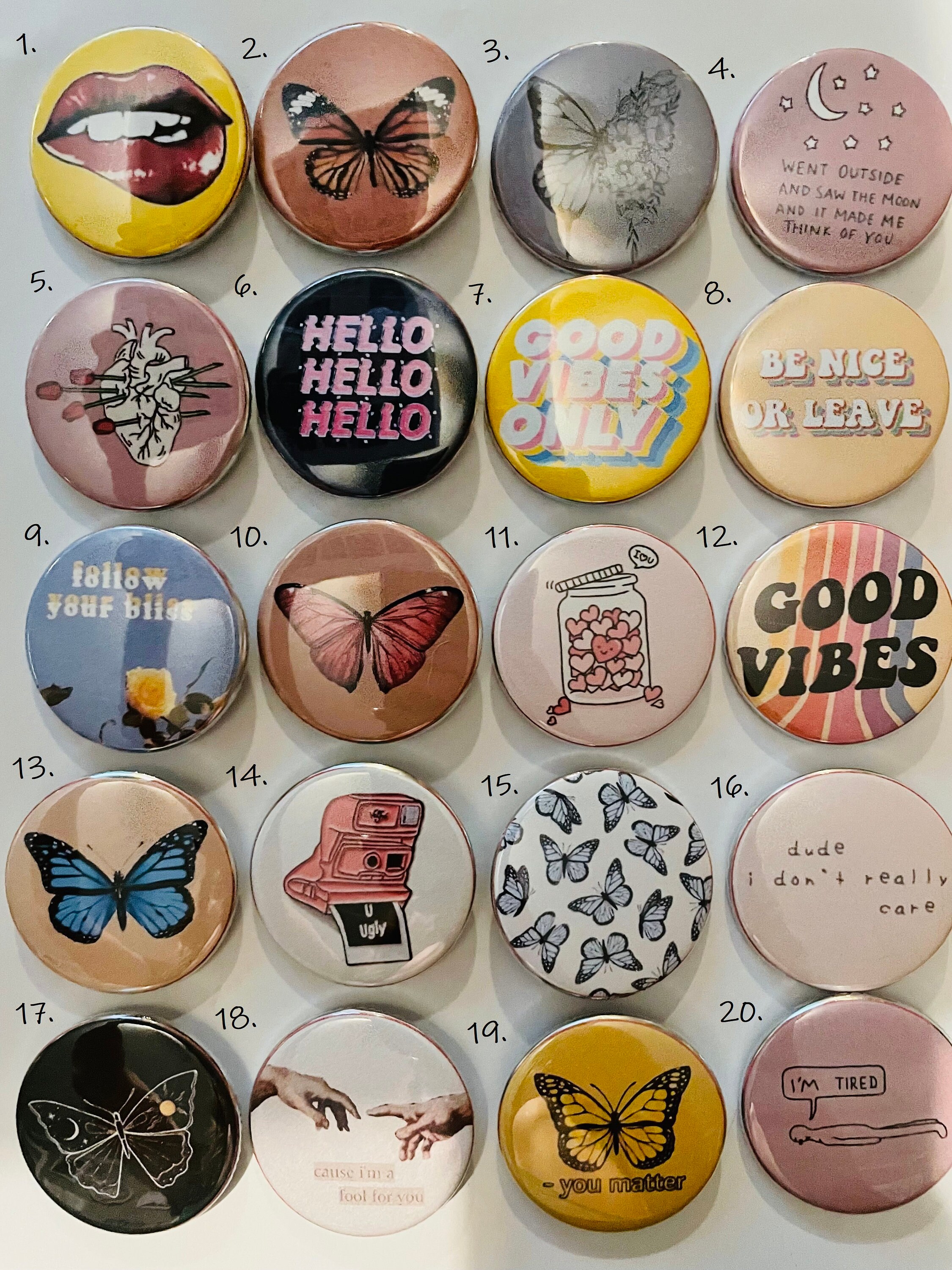 Vintage & Fun Style Button Pins - Etsy
