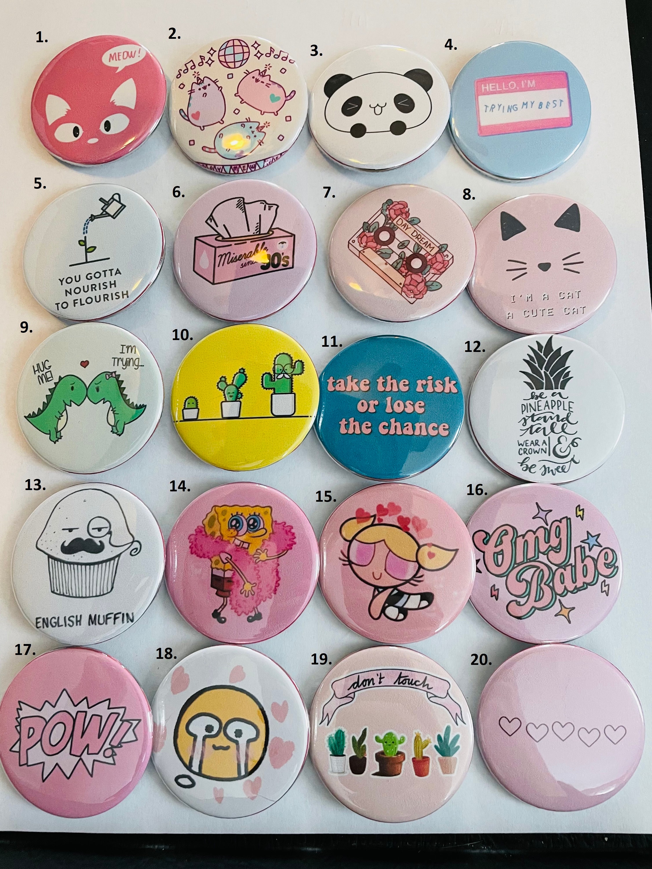 Vibrant Fun Buttons With Sayings Etsy