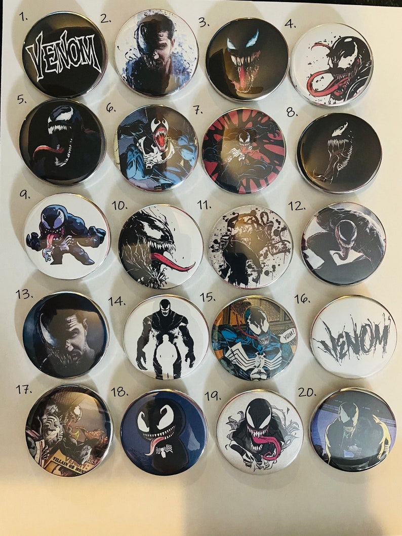 Venom Button Pins - Etsy