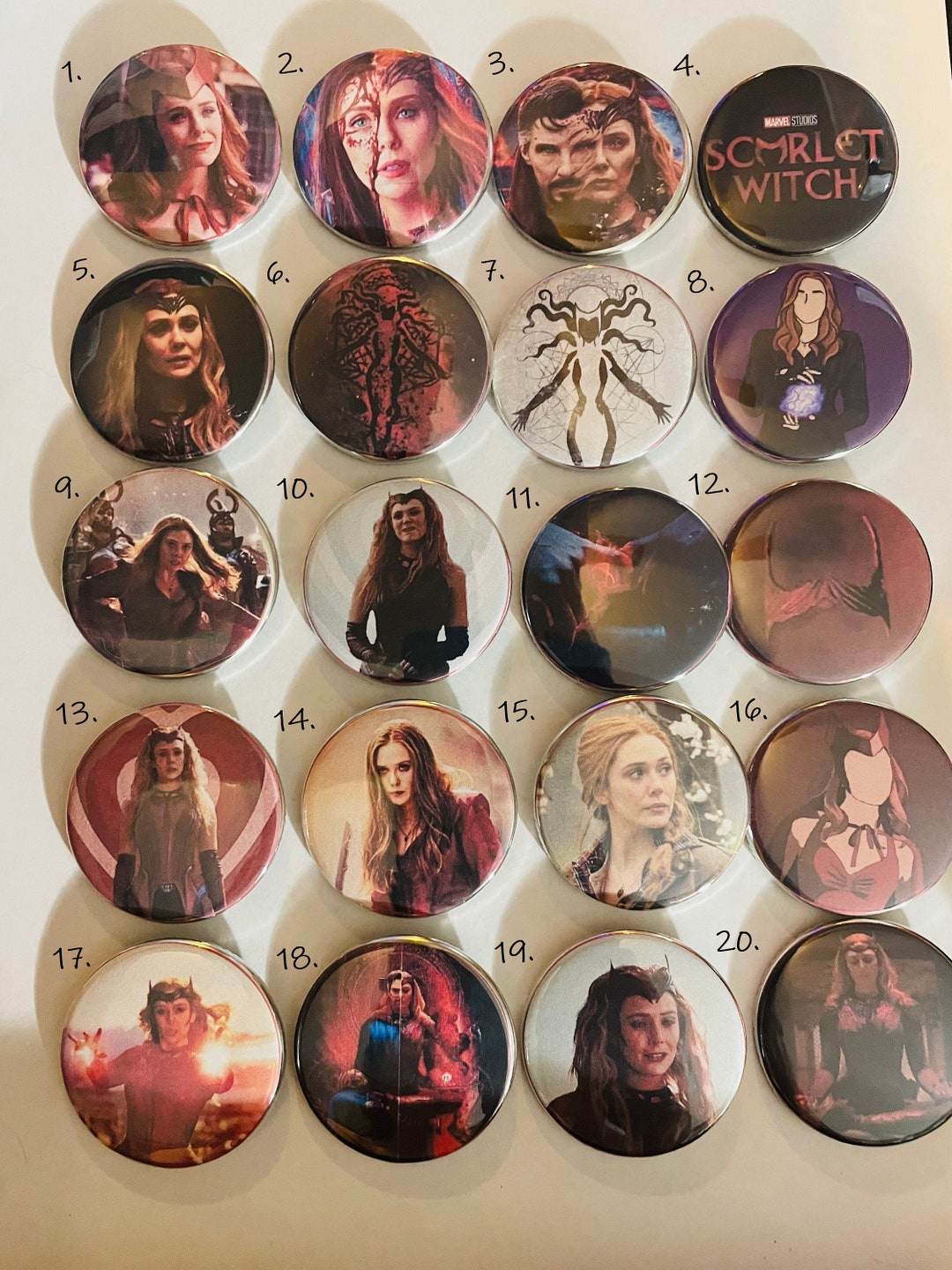 Scarlet Witch Button Pins - Etsy