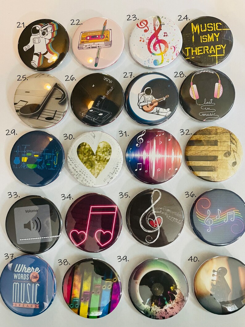 Music Button Pins - Etsy