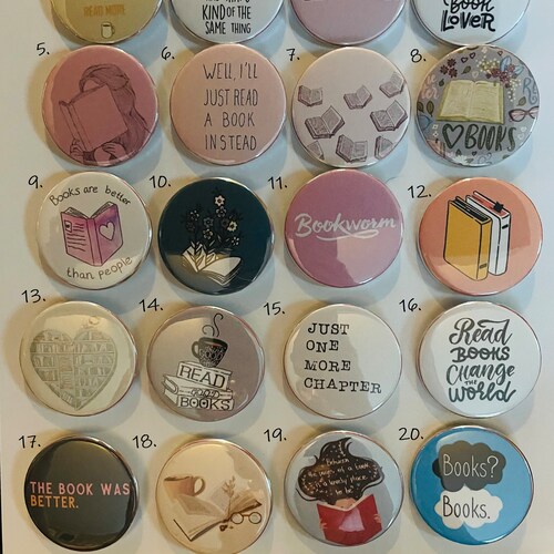 Book Lovers Bookclub Librarian Reading Pins Pin Back Button - Etsy