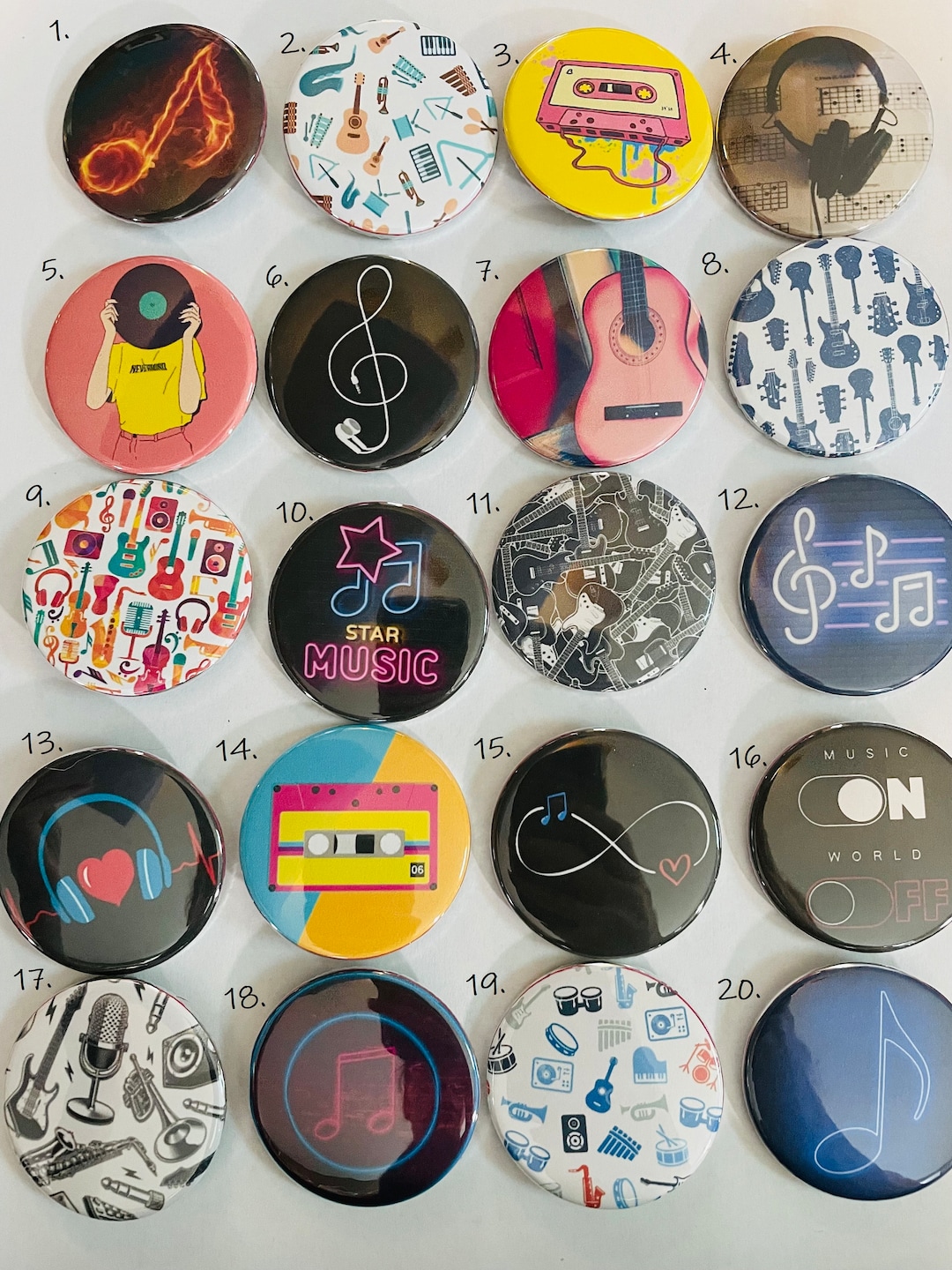 Music Button Pins - Etsy
