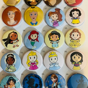 Disney Princess Button Pins - Etsy