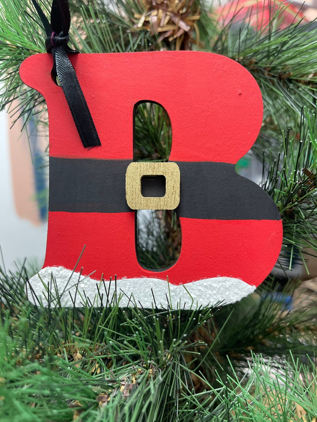 Initial Santa Ornaments, Christmas Ornaments, Letter Ornaments ...