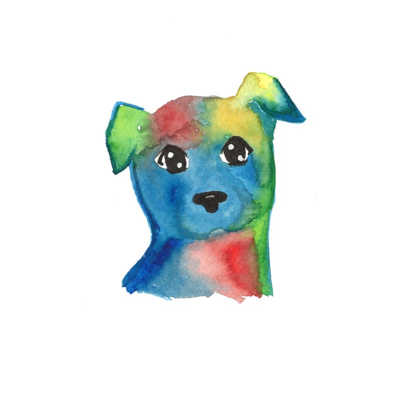 Custom Watercolor Rainbow Dog Portrait Multicolor Colorful - Etsy