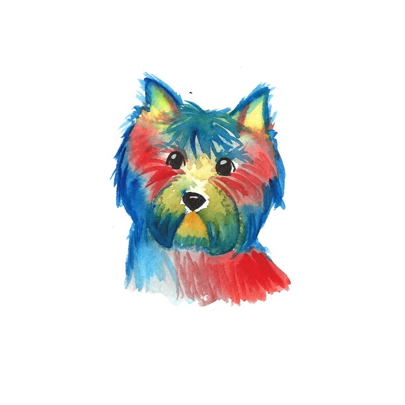 Custom Watercolor Rainbow Dog Portrait Multicolor Colorful - Etsy