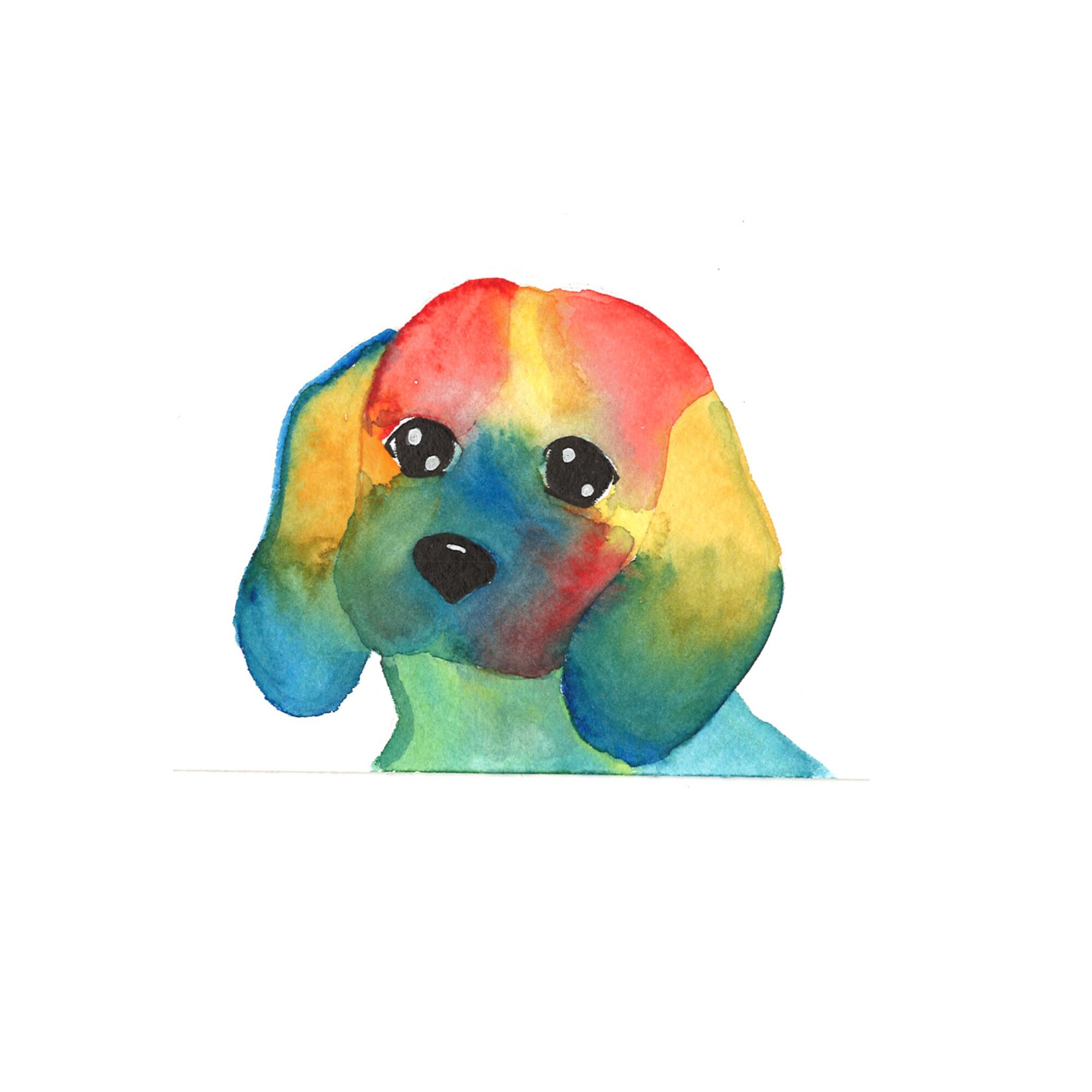 Custom Watercolor Rainbow Dog Portrait Multicolor Colorful - Etsy