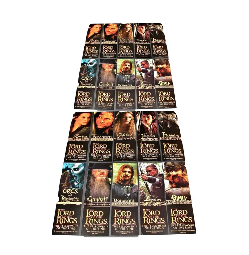 20 LOTR Fellowship of the Ring Bookmarks Lord of the Rings - Etsy