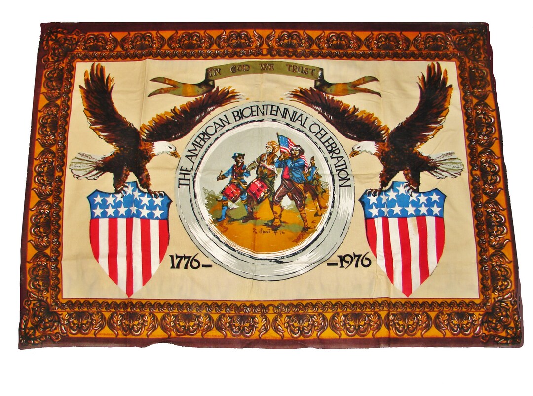 BICENTENNIAL SPIRIT of '76 Large Cloth Wall TAPESTRY 54x40 Fife Drum ...