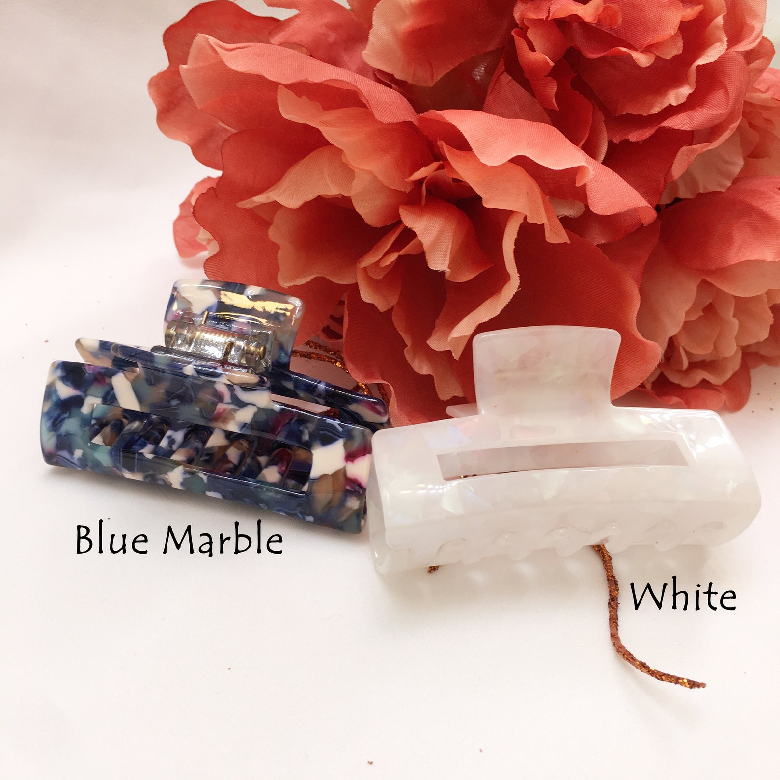 Medium Large Claw Clip-marble Color Acetate Hair - Etsy