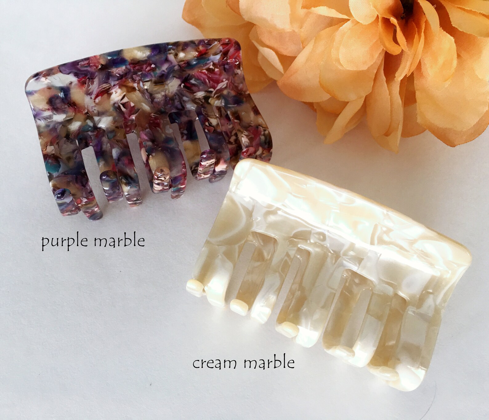 Medium Large Claw Clip-marble Color Acetate Hair - Etsy