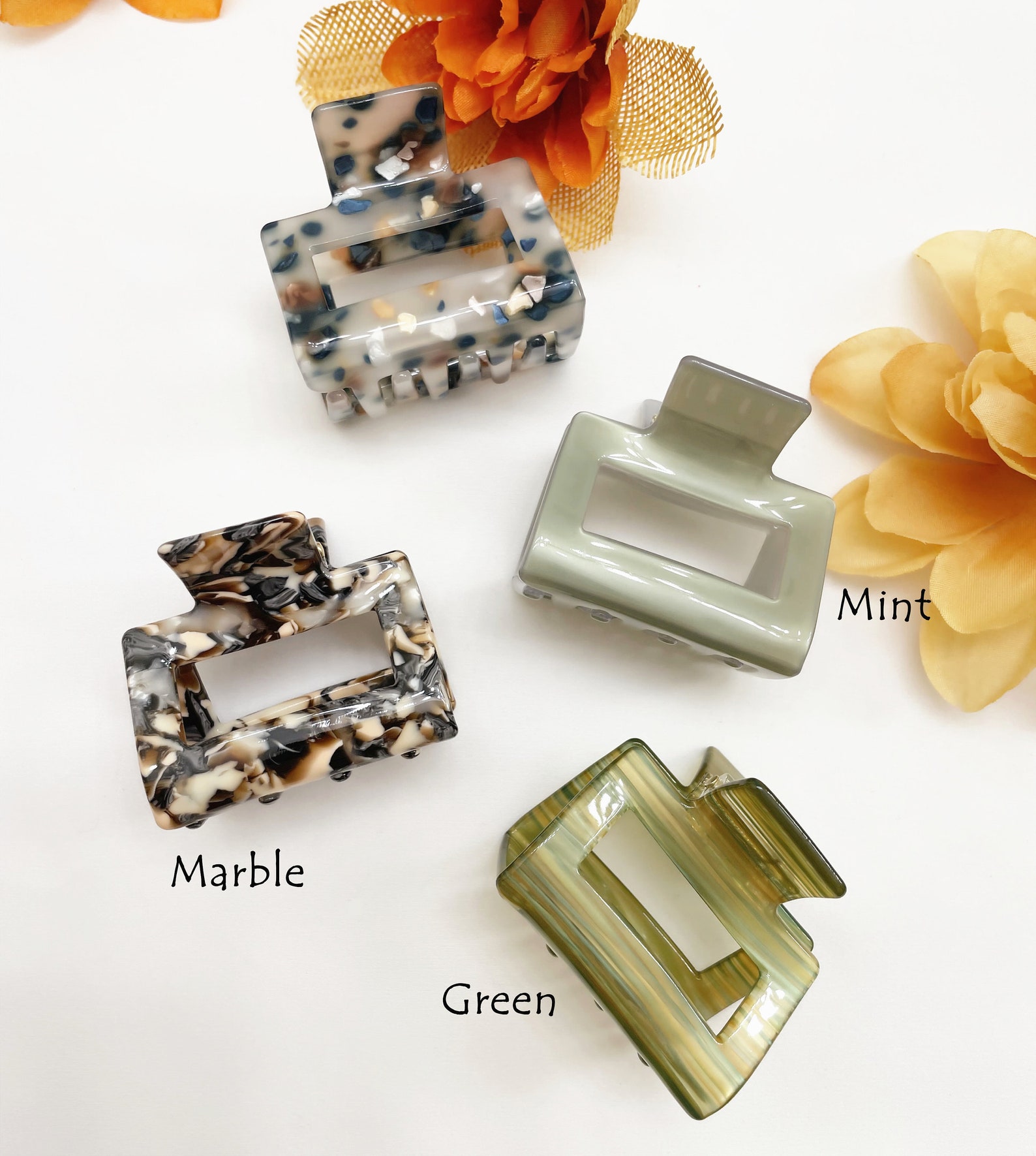 Medium Large Claw Clip-marble Color Acetate Hair - Etsy