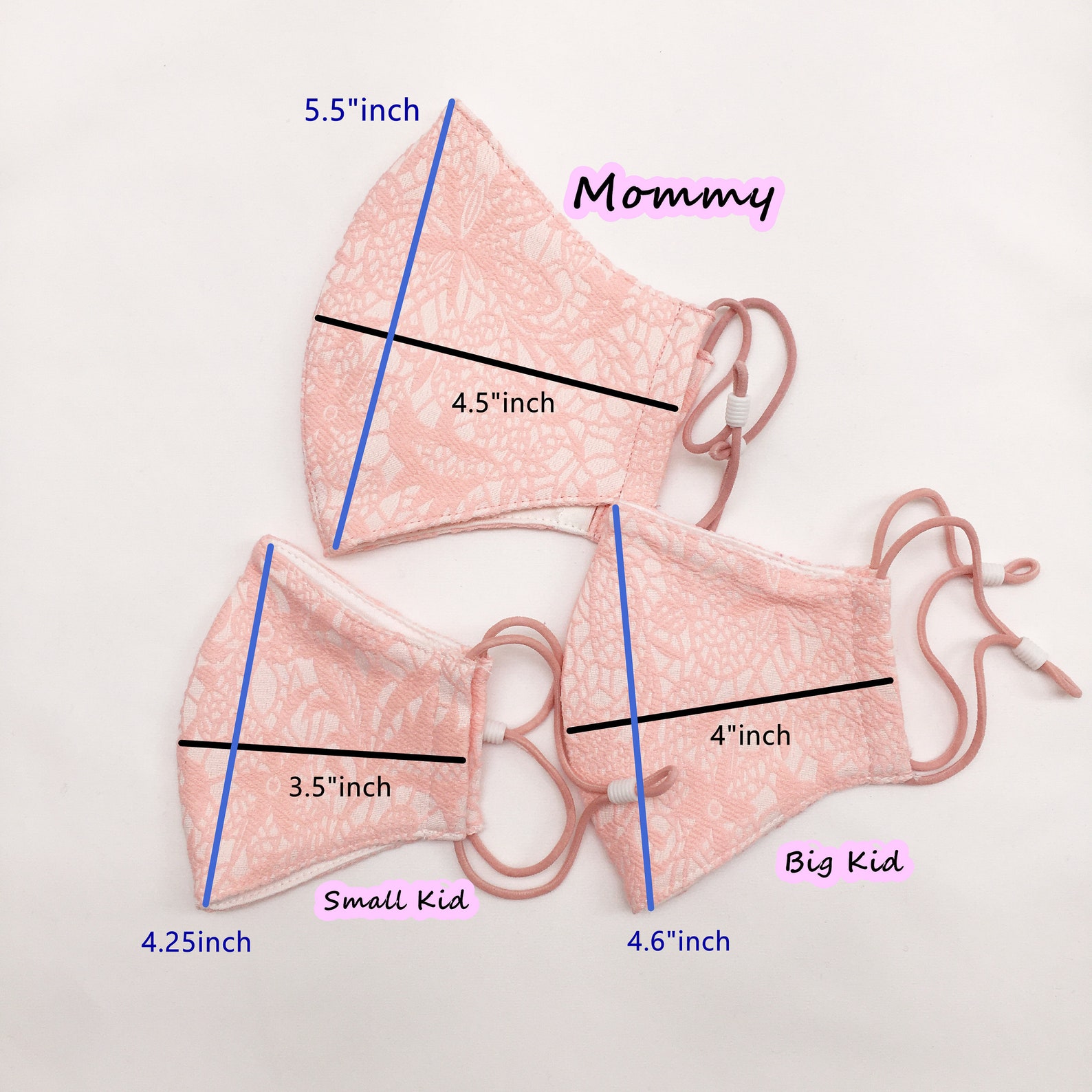 Mommy & Me Lace Embossed Face Maskorganic Cotton Liningbig - Etsy