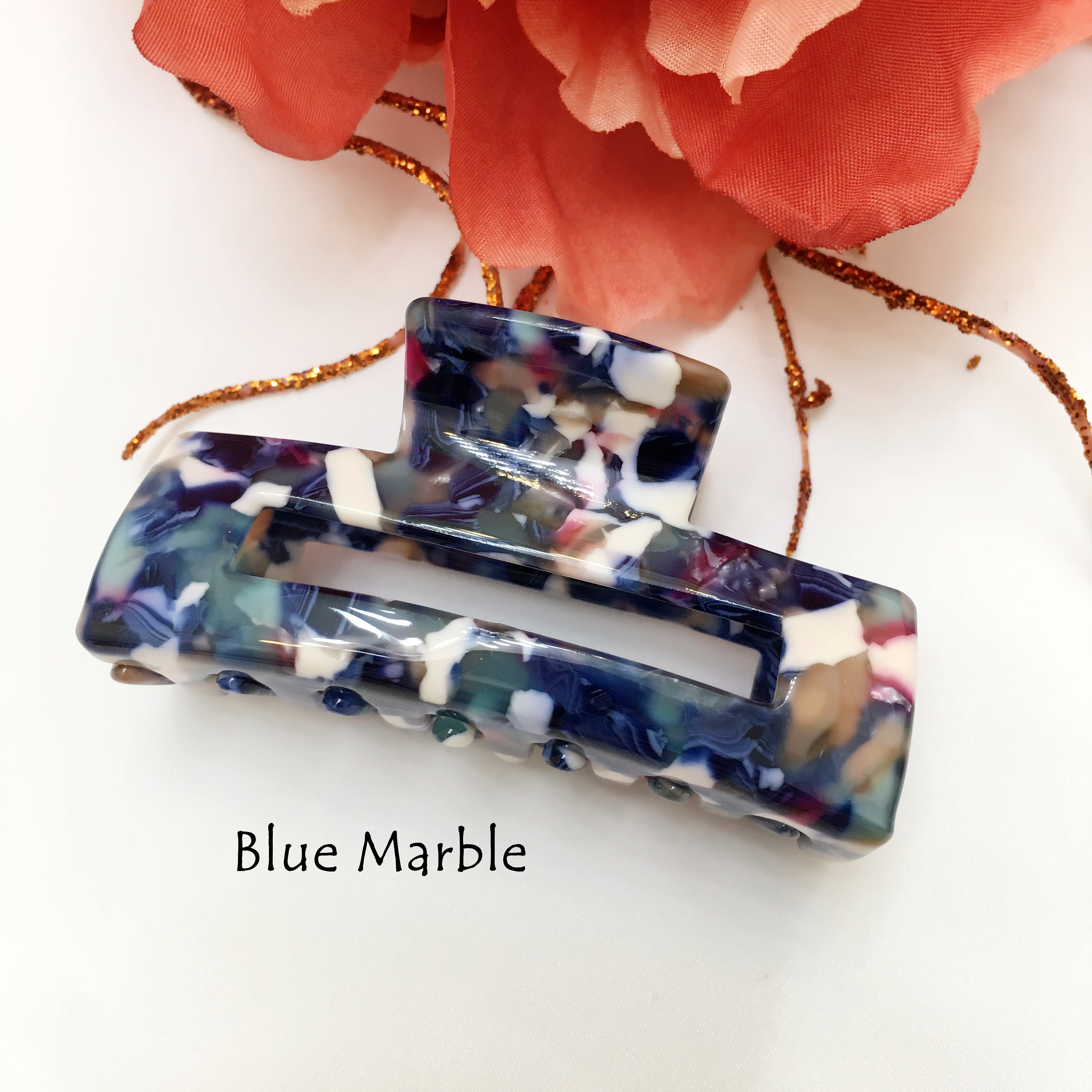 Medium Large Claw Clip-marble Color Acetate Hair | Etsy