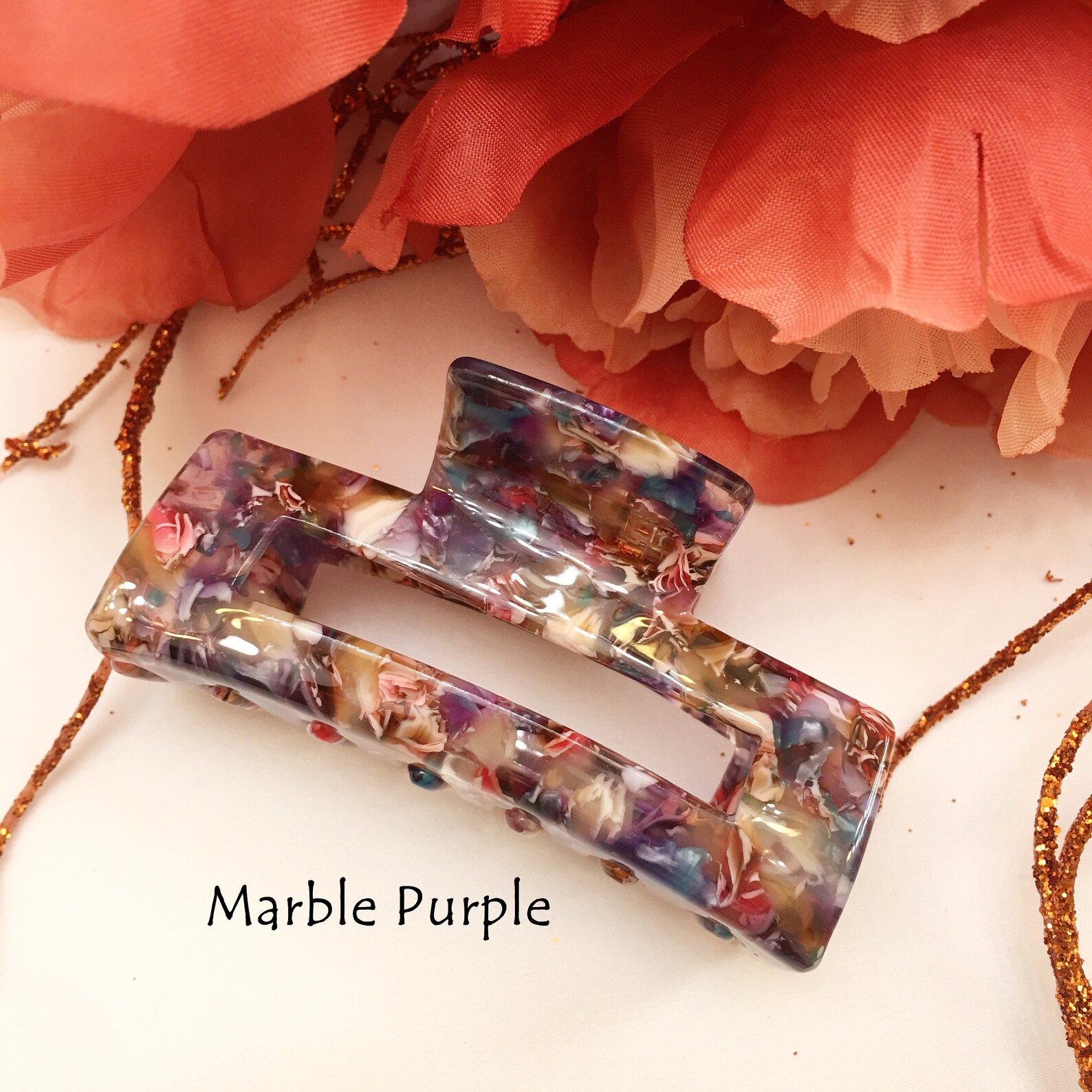 Medium Large Claw Clip-marble Color Acetate Hair - Etsy