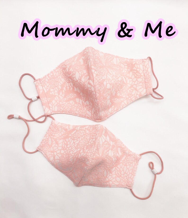 Mommy & Me Lace Embossed Face Maskorganic Cotton Liningbig - Etsy
