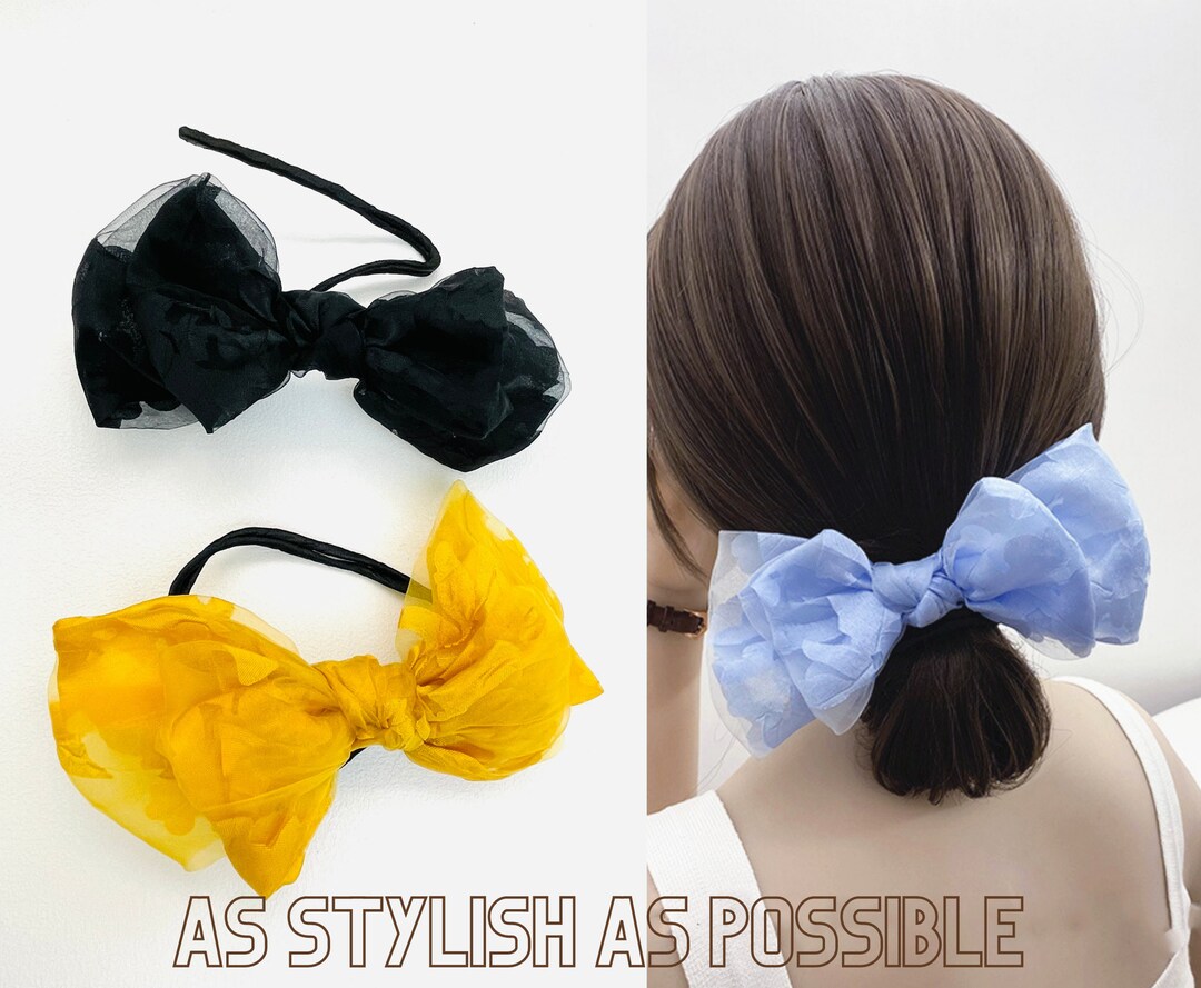 3D Large Bow Updo Bun Maker, Semi-transparent Floral Pattern Organza ...