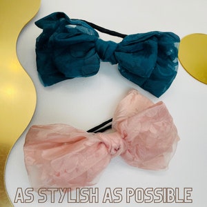 3D Large Bow Updo Bun Maker, Semi-transparent Floral Pattern Organza ...