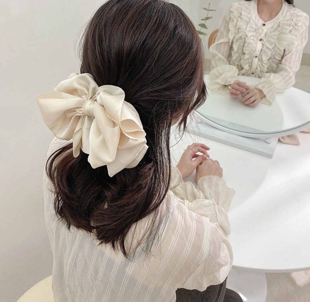 Extra Large Satin Ribbon Red Bow Hair Barrettes, Wedding Hair ...