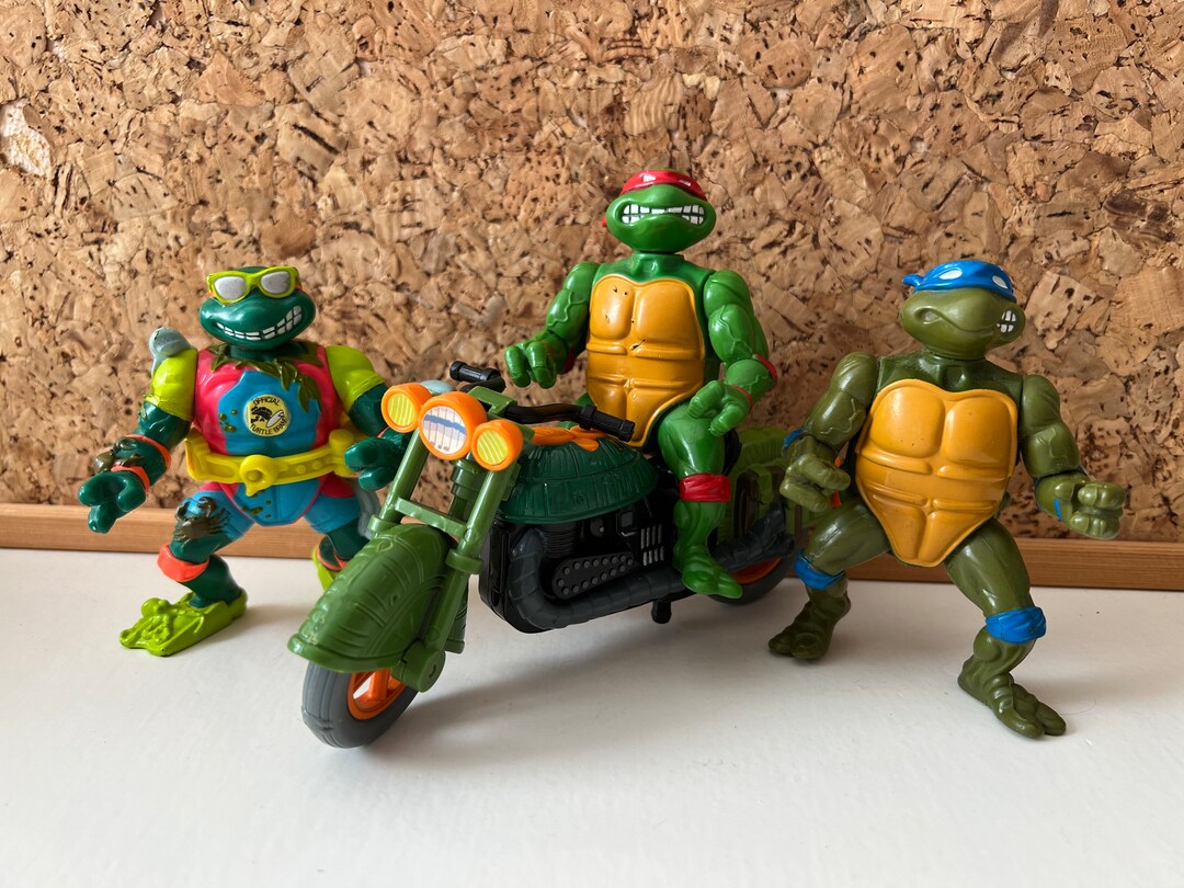 TMNT Lot of Turtlecycle and 3 Turtles | Kowabunga | Playmates Mirage ...