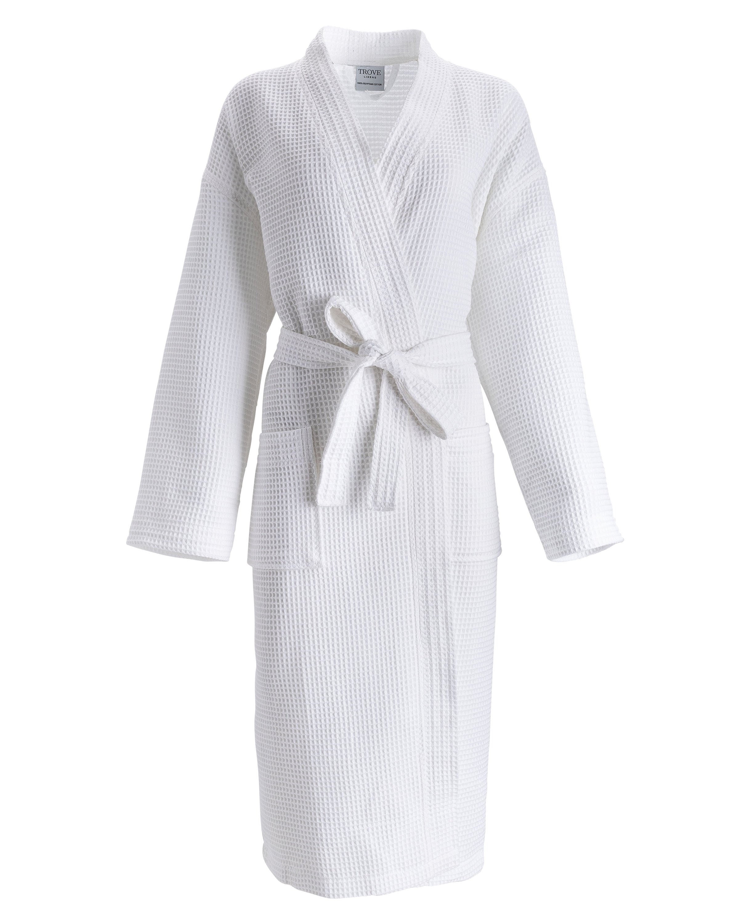Luxury 100% Egyptian Cotton Waffle Weave Bathrobe Elegant Spa Robe by ...