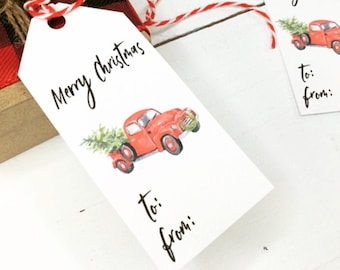 Old Red Blue Truck / Gift Tag Set / Printable File / Rae Dunn - Etsy
